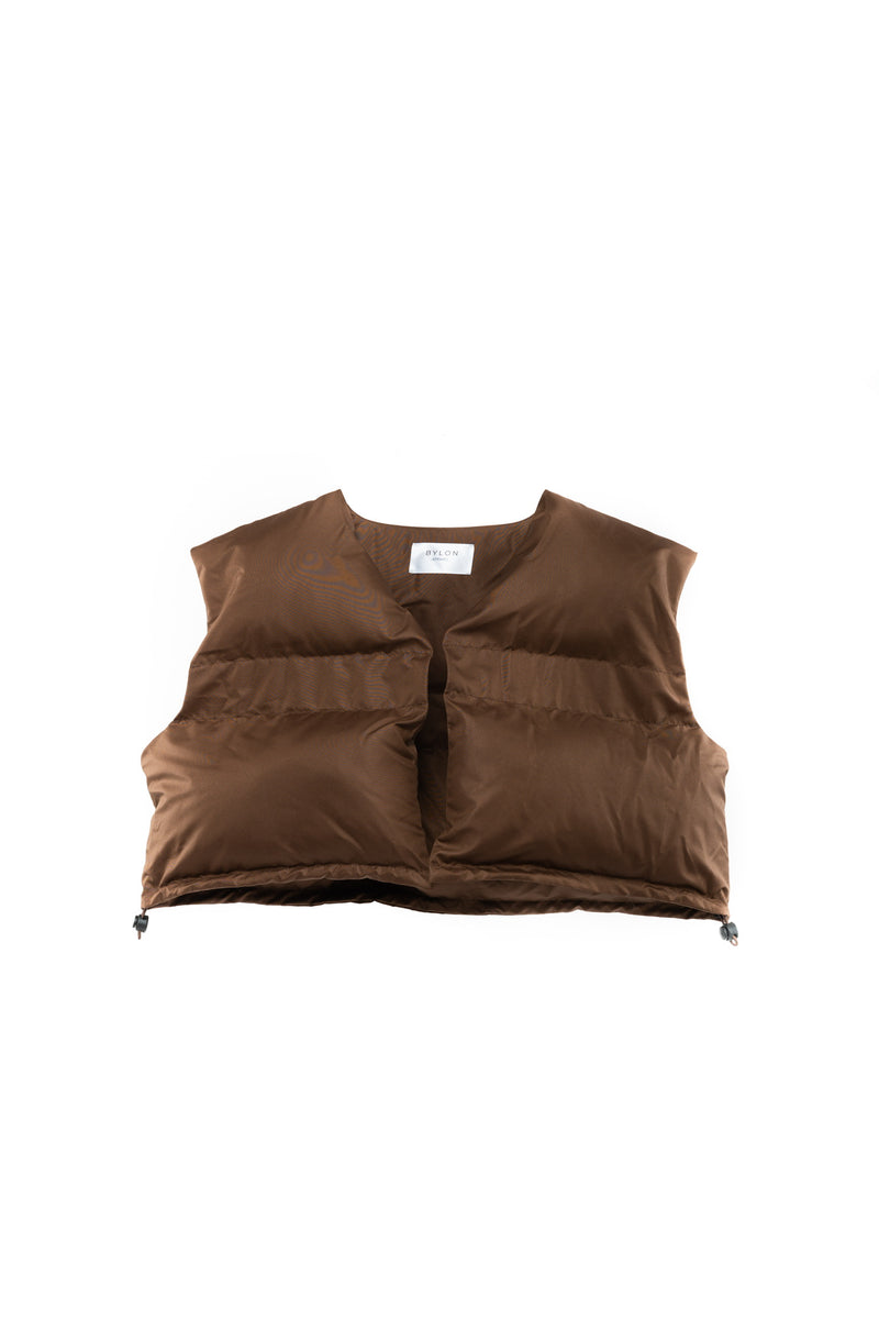 Cropped Puffer Vest / MOCHA – BYLON APPAREL